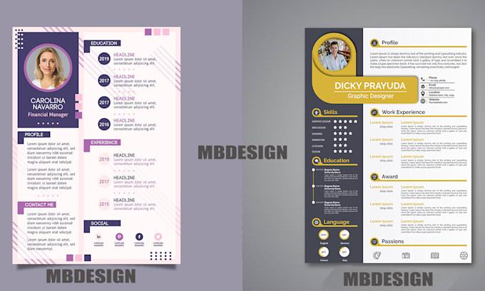 Creative content in professional colors modern biography by Mohamedbaad ...
