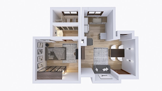 Do interior design, 2d floor plan and realistic 3d renders by Luca_cordero | Fiverr