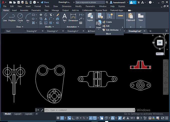 Create 2d mechanical part drawings in autocad by Hasnainali247 | Fiverr