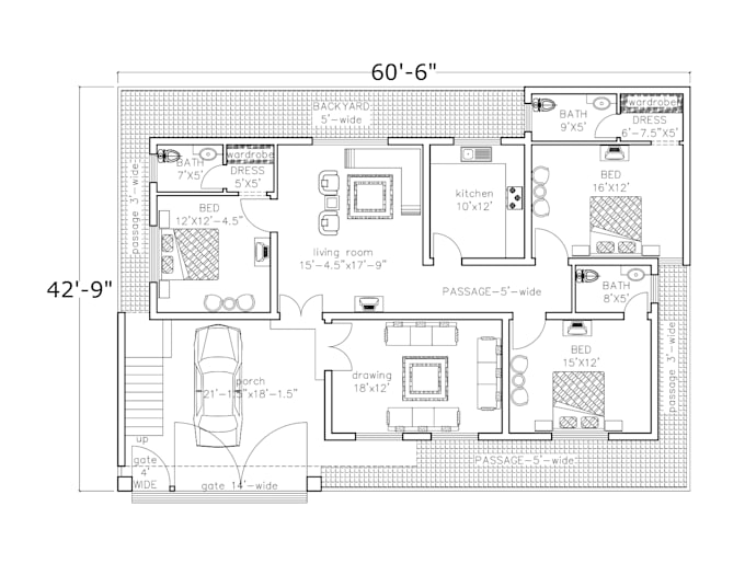 Draw fast autocad floor plans and elevations from sketch by ...
