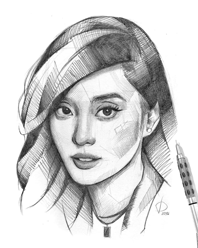 Create portrait sketch ready for prints by Robertjaye | Fiverr