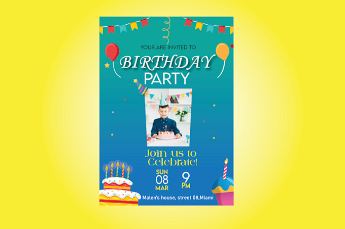 Design eye catching birthday invitation card by Azamjan112 | Fiverr