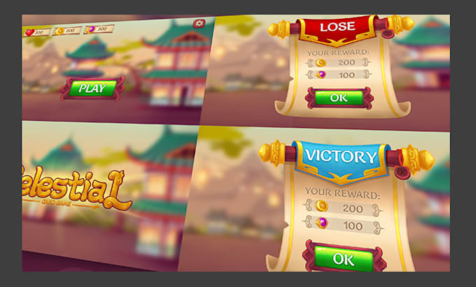 Create stylized ui art for your 2d mobile game by Dashashuvayeva | Fiverr