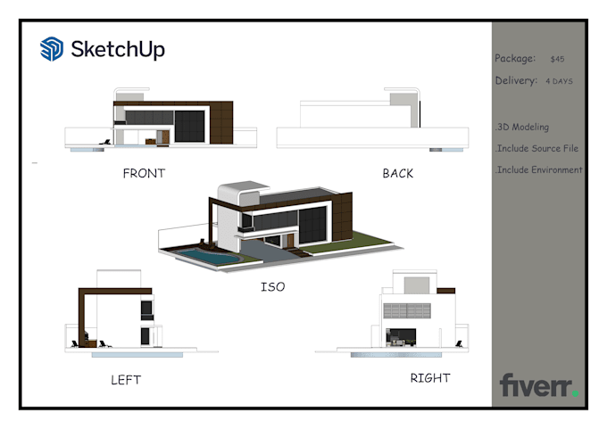 Do sketchup 3d modeling of your house by Modelmaker_3d | Fiverr