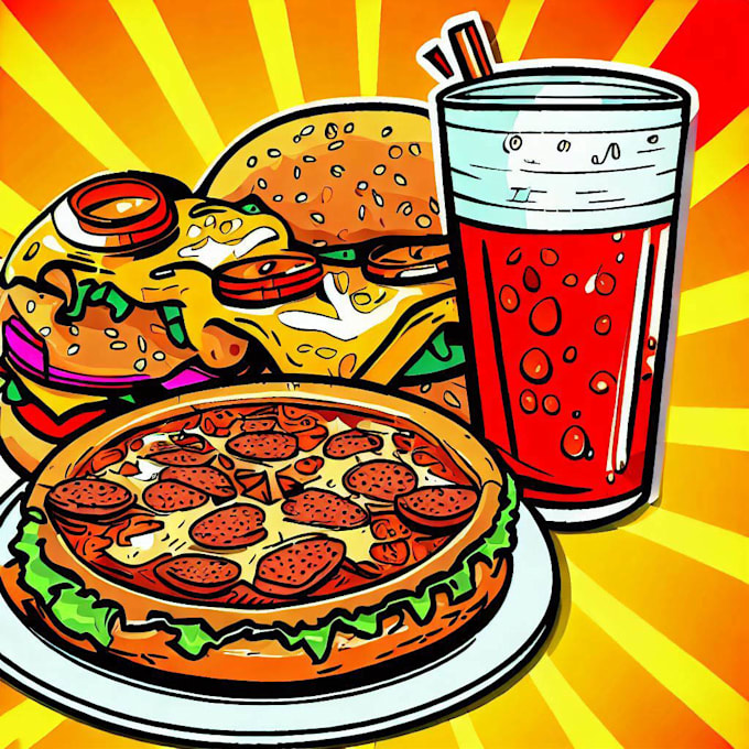 Design food pop art of your food by Floriaida | Fiverr