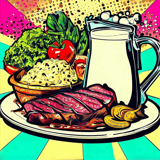 Food pop art of your food design by Leston_mn | Fiverr
