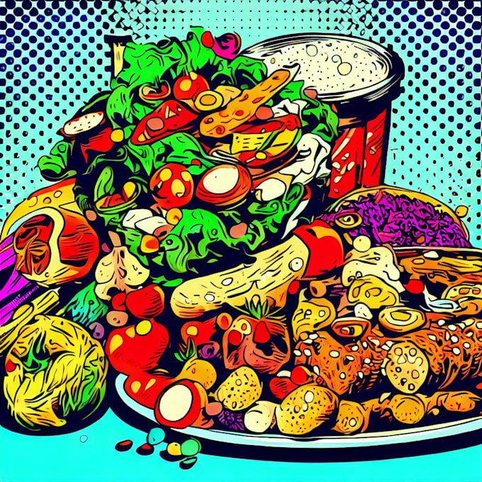 Do food pop art of your food by Leoxoutsu | Fiverr