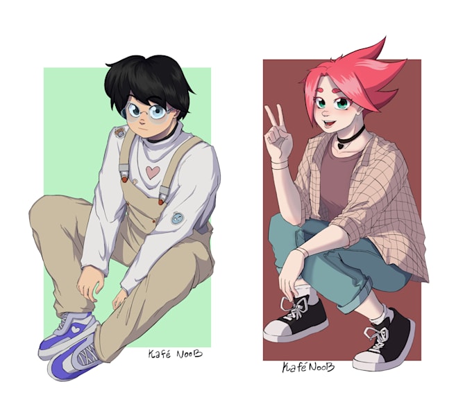 Make a drawing of 2 chracters for you by Kafnoob | Fiverr