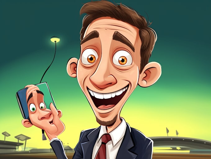 Draw your portrait in a funny cartoon caricature style by Arctiian | Fiverr