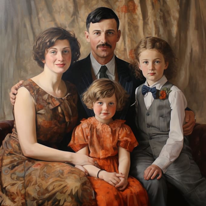 Create a beautiful family portrait in digital art by Sekewie | Fiverr
