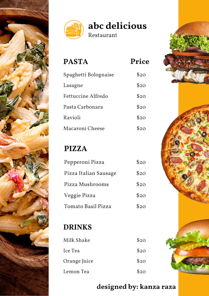 Design minimalistic menu cards by Syeda_kanza110 | Fiverr