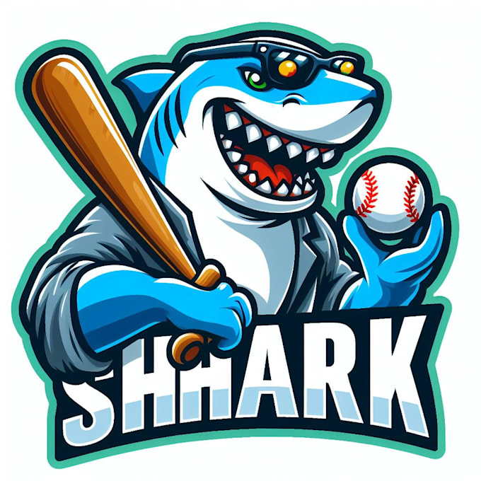 Design a unique modern shark playing baseball mascot logo for you by ...