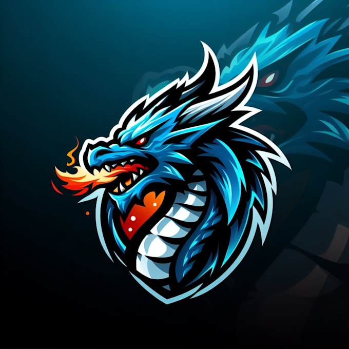 Design outstanding fire blue dragon mascot logo with express delivery ...