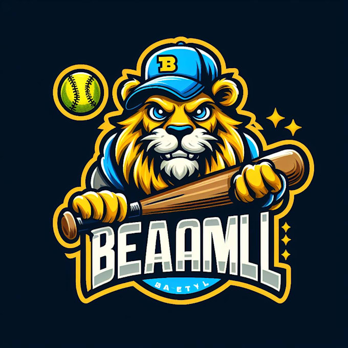 Design awesome lion softball mascot logo for you with express delivery ...
