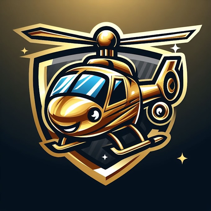 Design outstanding golden helicopter mascot logo with express delivery ...
