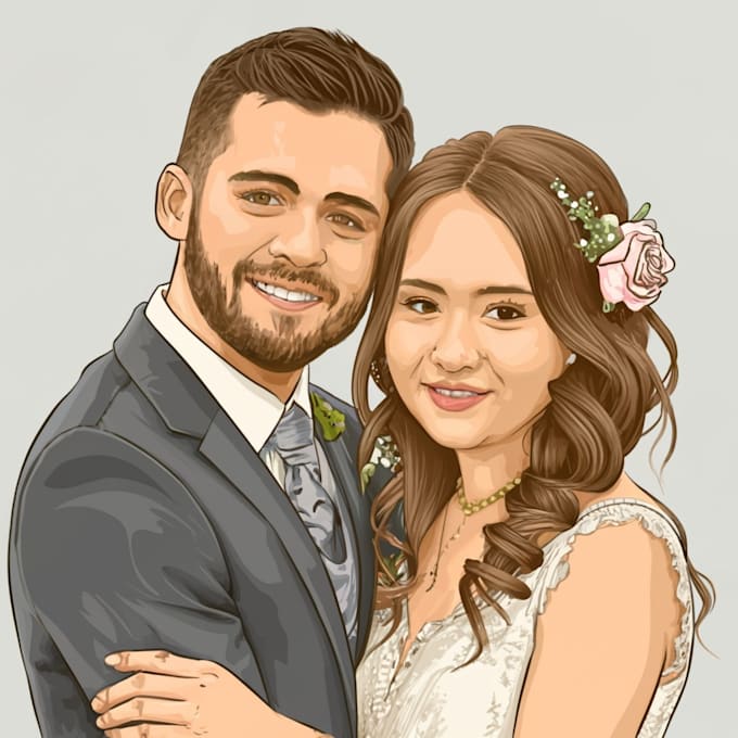 Design a custom vector couple, wedding, friendship portrait by Dusuller ...