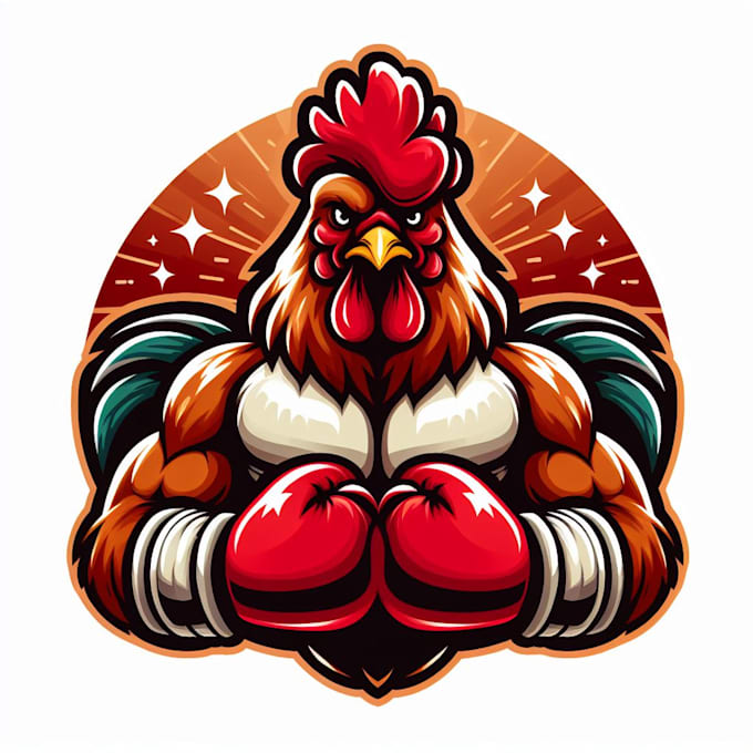 Make a high quality rooster boxing mascot logo design for you with new ...
