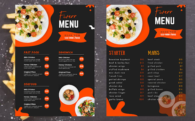 Create a professional restaurant menu design by Hinaejaz997 | Fiverr