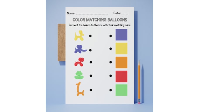 Color matching a4 worsheet graphic design by Lovelyisme | Fiverr