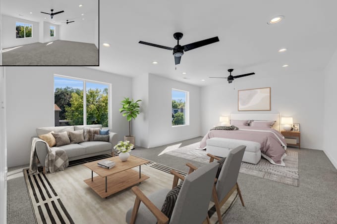 Virtual staging of an empty room by Cngl94 | Fiverr
