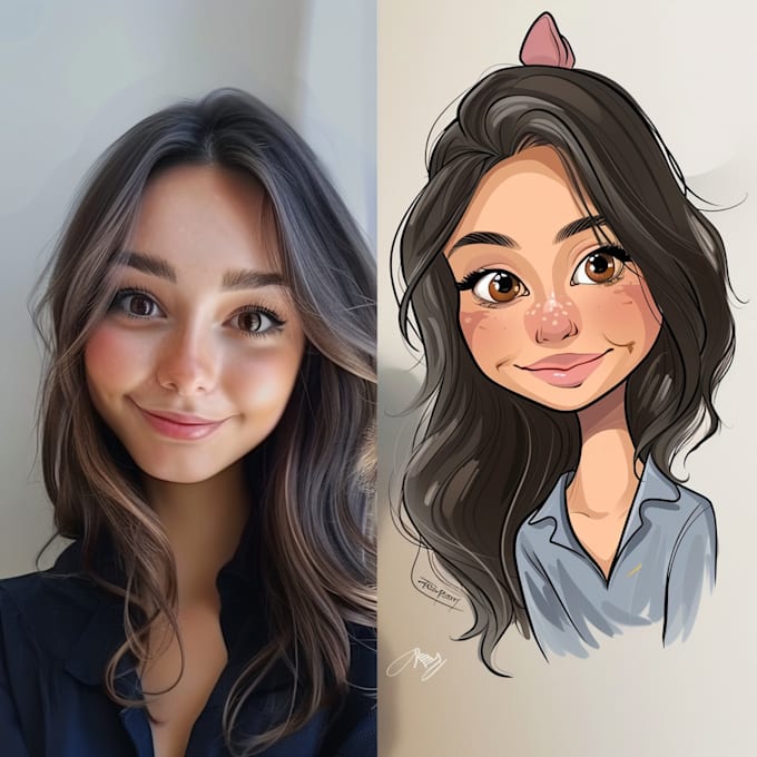 Draw big head cartoon caricature from your photo by Laugrauceo | Fiverr