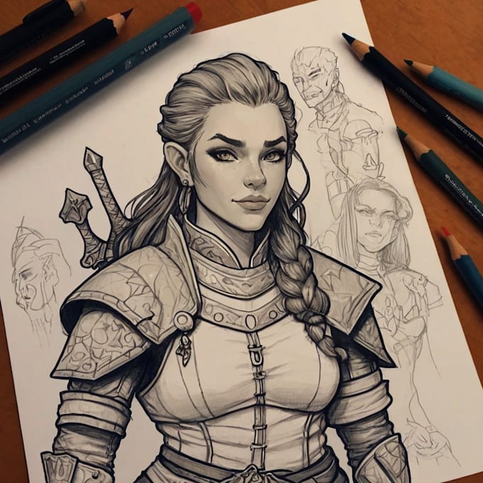 Design your dnd character picture 2 d drawing by Dyshelleoyd | Fiverr