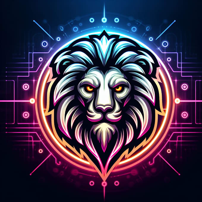Do neon lion head mascot logo design by Michael_brew | Fiverr