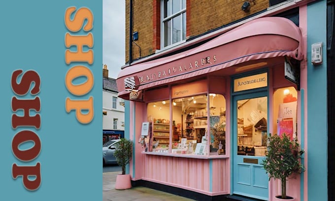 Eye catching shop front or storefront window graphics shop interior or ...