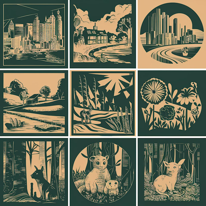 Draw illustrations using linocut technique by Kaikbraham | Fiverr