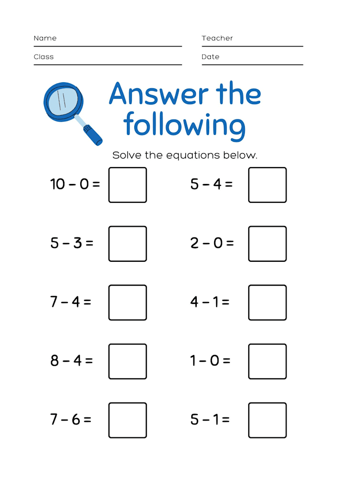 Creatre high quality math worksheets for you by Nambolda | Fiverr