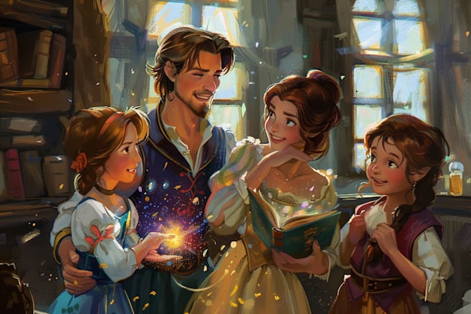 Make disney group photo illustration by Rontway | Fiverr