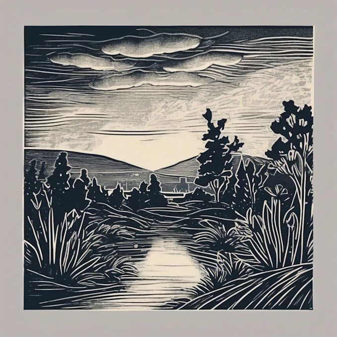 Draw illustrations using linocut technique by Anjawrroll | Fiverr