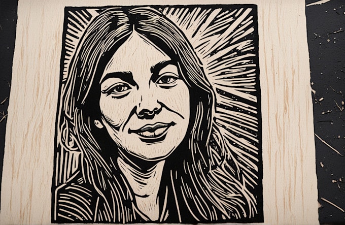 Draw a custom portrait in linocut style by Violettelok | Fiverr