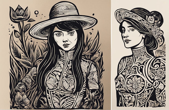 Illustrate costum design with digital linocut digital linocut technique ...