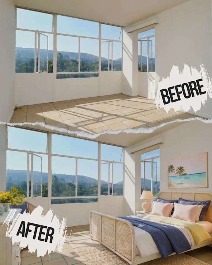 Create stunning and realistic virtual staging for your property by Claudio_km | Fiverr