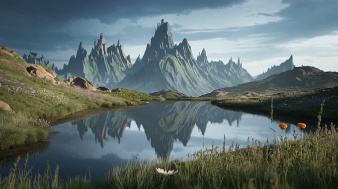 Create stunning fantasy landscape, background illustration by Sorecare ...