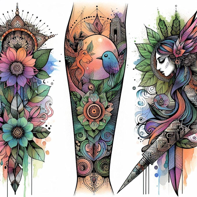 Draw a beautiful sleeve tattoo design for you by Jocesoa | Fiverr