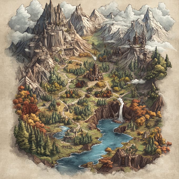 Made a fantasy map illustration for dnd, novels and games by Zaviamall ...