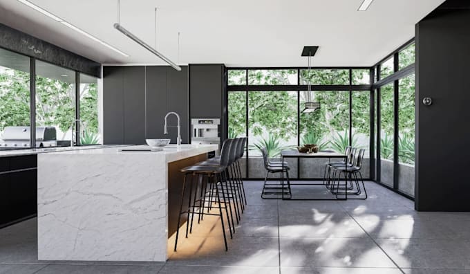 Design an outstanding interior design, render living room, house ...