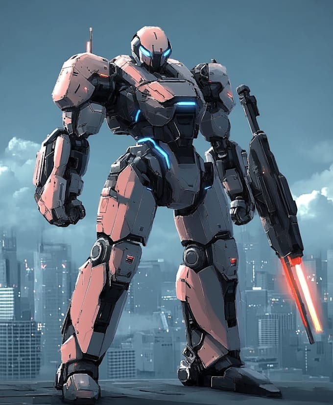 Draw anime style mecha robot illustration by Fulbitakhon | Fiverr