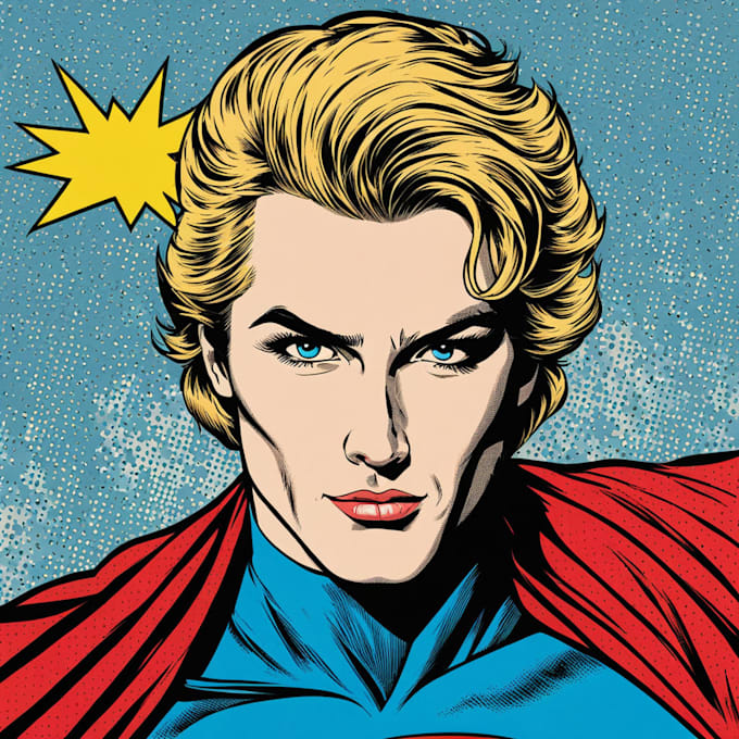 Draw comic superhero pop art portrait by Candaneese | Fiverr