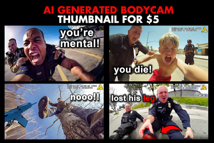 Create ai generated bodycam thumbnails by Iammanuyadav | Fiverr