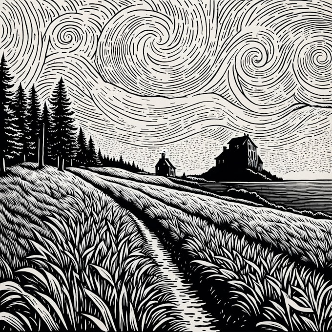 Draw a line illustration, a linocut or an engraving by Kileyndard | Fiverr