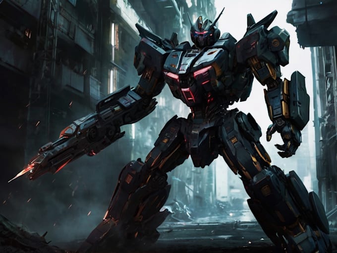 Custom mecha character illustration with unique background by Raiqrown ...