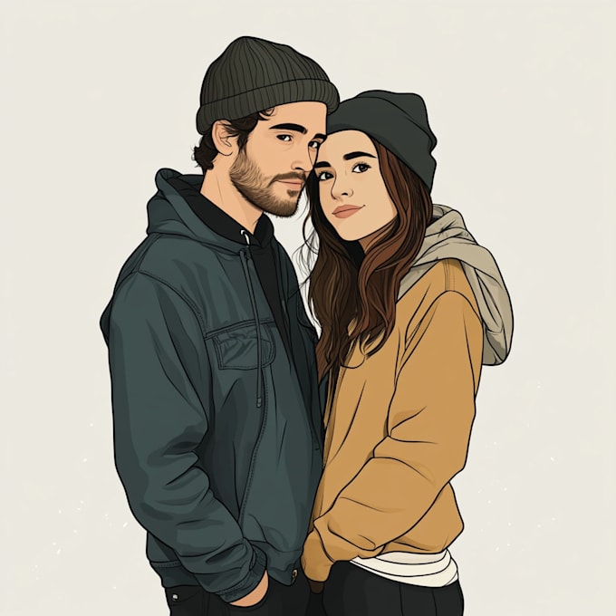 Draw couple portrait illustration from photo by Jerilenander | Fiverr