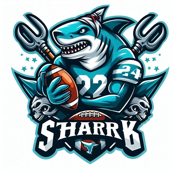Do most style shark football mascot logo design service by Eugenia ...