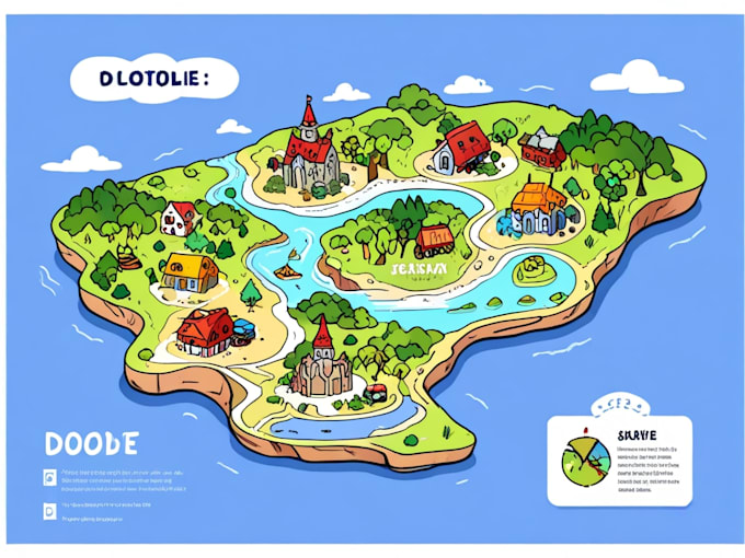 Create doodle illustrated vector map cartoon by Tanithouw | Fiverr