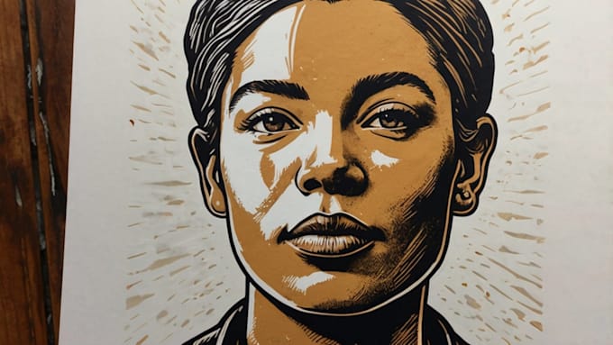 Draw a custom portrait in linocut style by Zeaerden | Fiverr