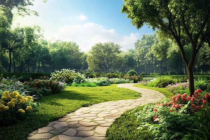 Create a exterior outdoor rendering, landscape design by Sinsonia | Fiverr