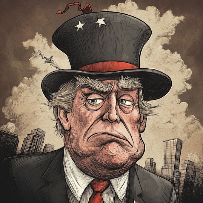 Draw digital political editorial cartoon by Opheliagraham | Fiverr